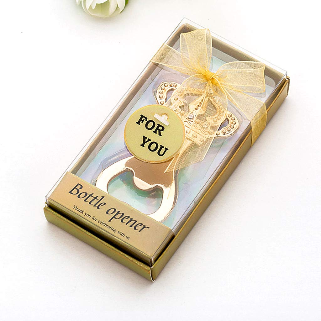 Kinteshun Bottle Opener with Gift Box Packing,Crown Shape Wedding Birthday Baby Shower Party Favor Bottle Opener Souvenir Gift(12pcs,Rose Gold Tone)