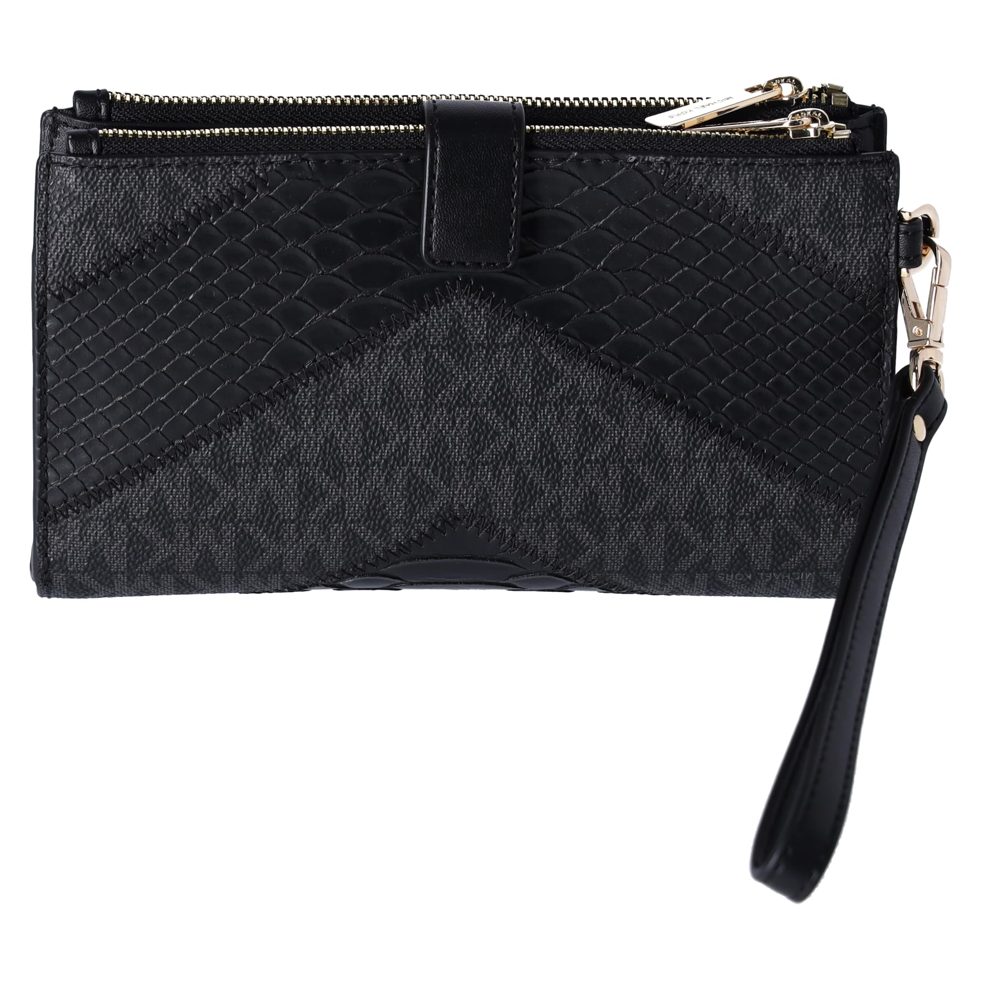 Michael Kors Jet Set Travel Large Double Zip Wallet MK Signature Multi Python Design (Electric Pink), 35R4STVW3B