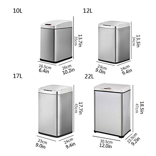Slim Smart Trash Can Simple Induction Trash Can Household Trash Bin with Lid Smart Living Room Kitchen Large Capacity Trash Can (Silver/Gold) Bathroom Trash Can (Capacity : 22L, Color : Gold)