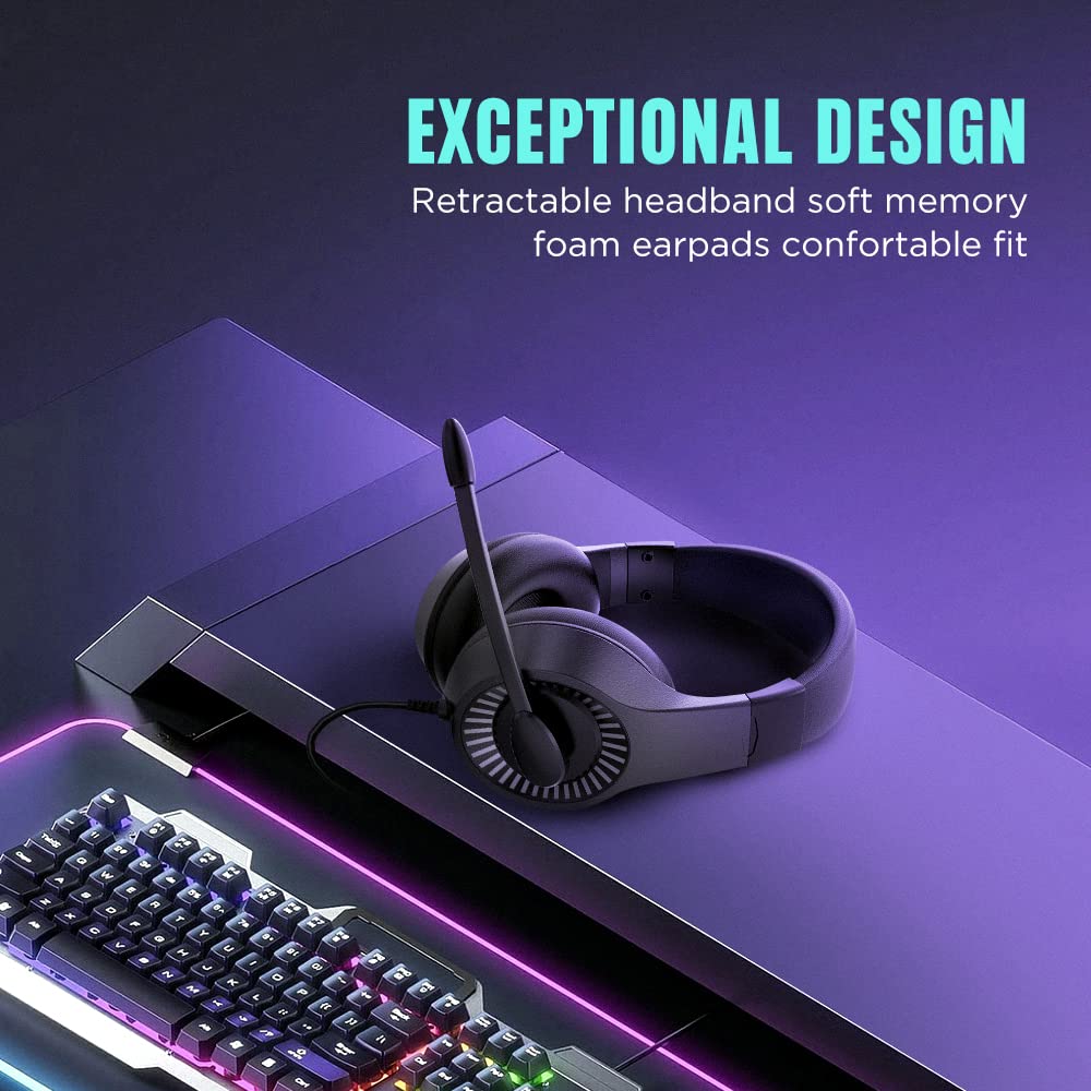 JAKO Gaming Headset, Headset with Noise Cancelling Microphone-Gaming Headphones for Xbox Series X, Xbox Series S, Xbox One, PS5, PS4, Mobile & PC with 3.5mm Jack (Black)