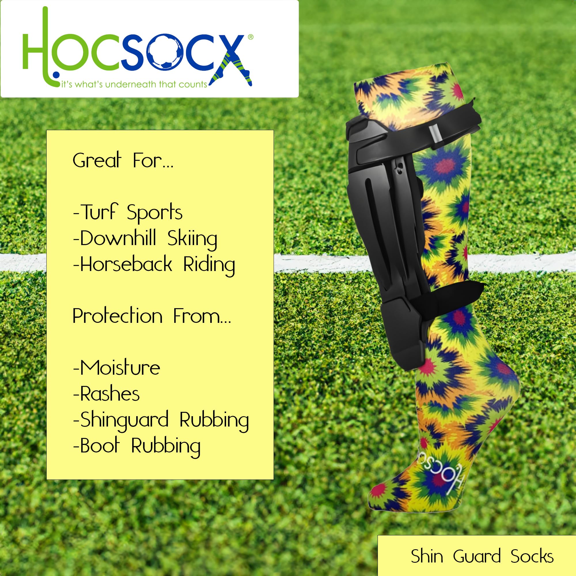 HOCSOCX Kapow! Socks Performance Liner Moisture-Wicking Protection for Field Hockey, Ice Hockey, Soccer, and Skiing | Large