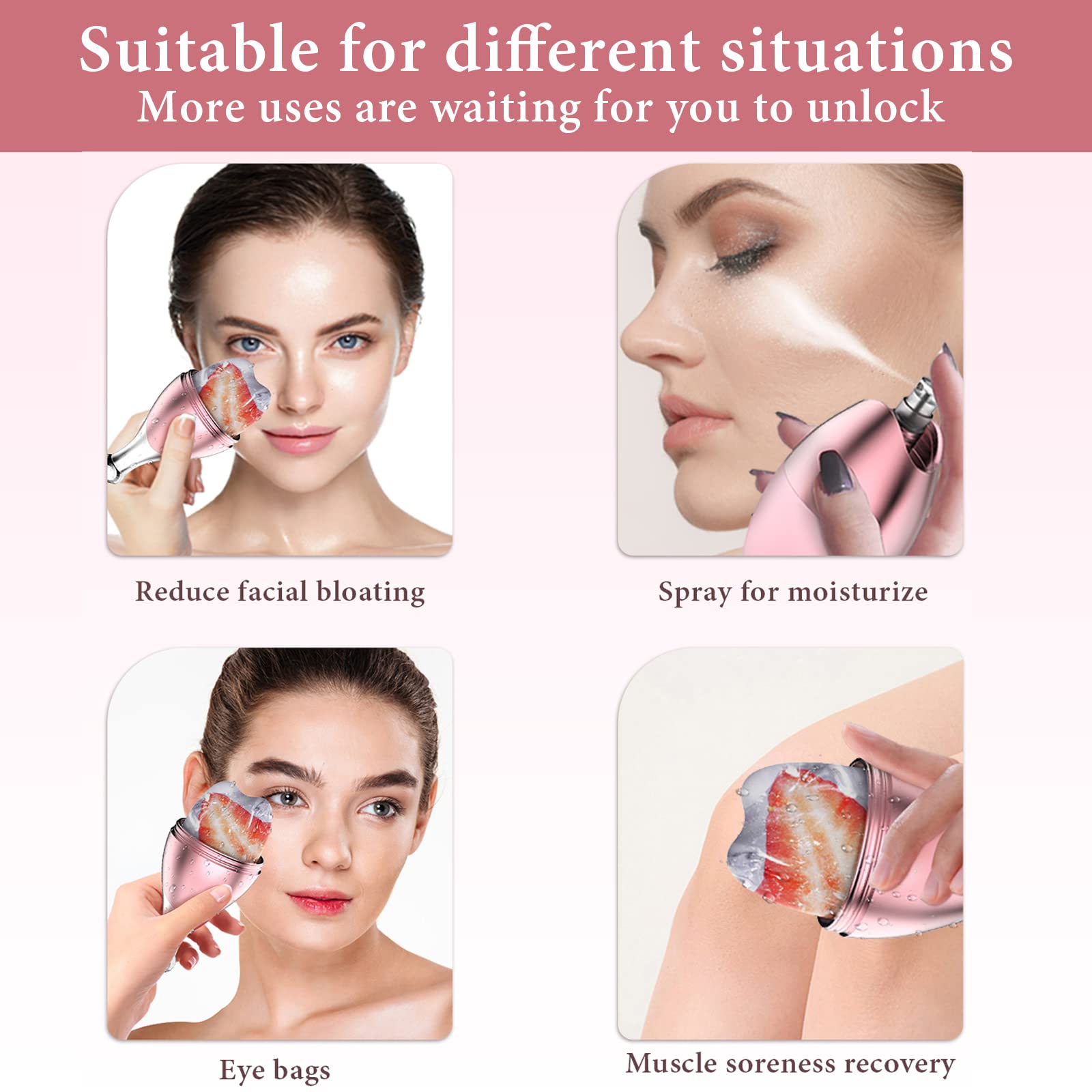 USINMIN Ice Face Roller,Ice Roller for Face and Eye Beauty Ice Facial Rollers Mold Facial Icing Massage Puffiness Relief Skin Care Tools for Brighten Lubricate Shrink Pores Remove Fine Lines