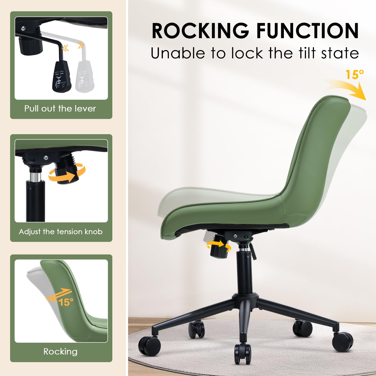 naspaluro Modern Office Chair Olive Green