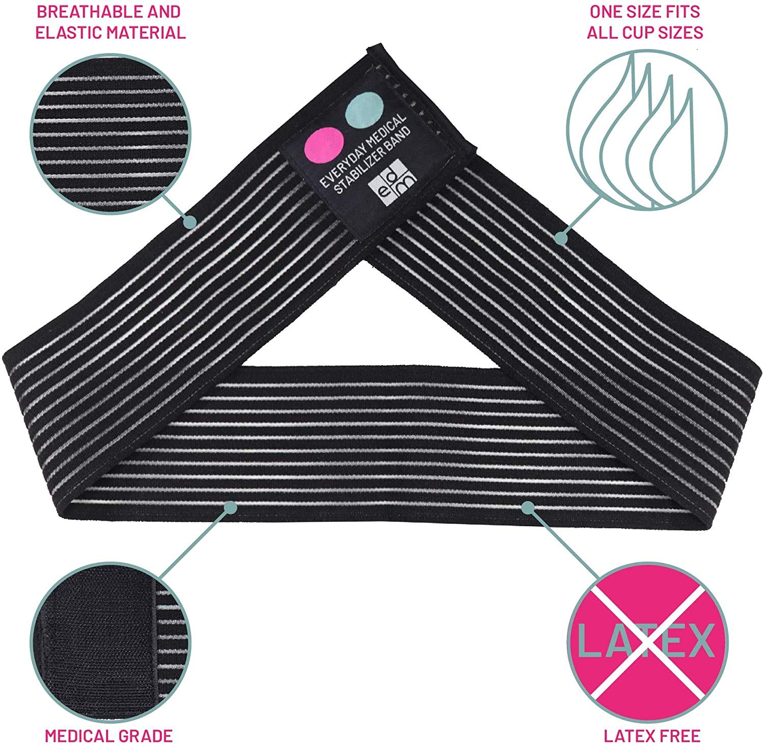 Everyday Medical Breast Implant Stabilizer Band I Post Surgery Breast Augmentation and Reduction Strap I Chest Belt I Breast Support Bandage I One Size Fits All