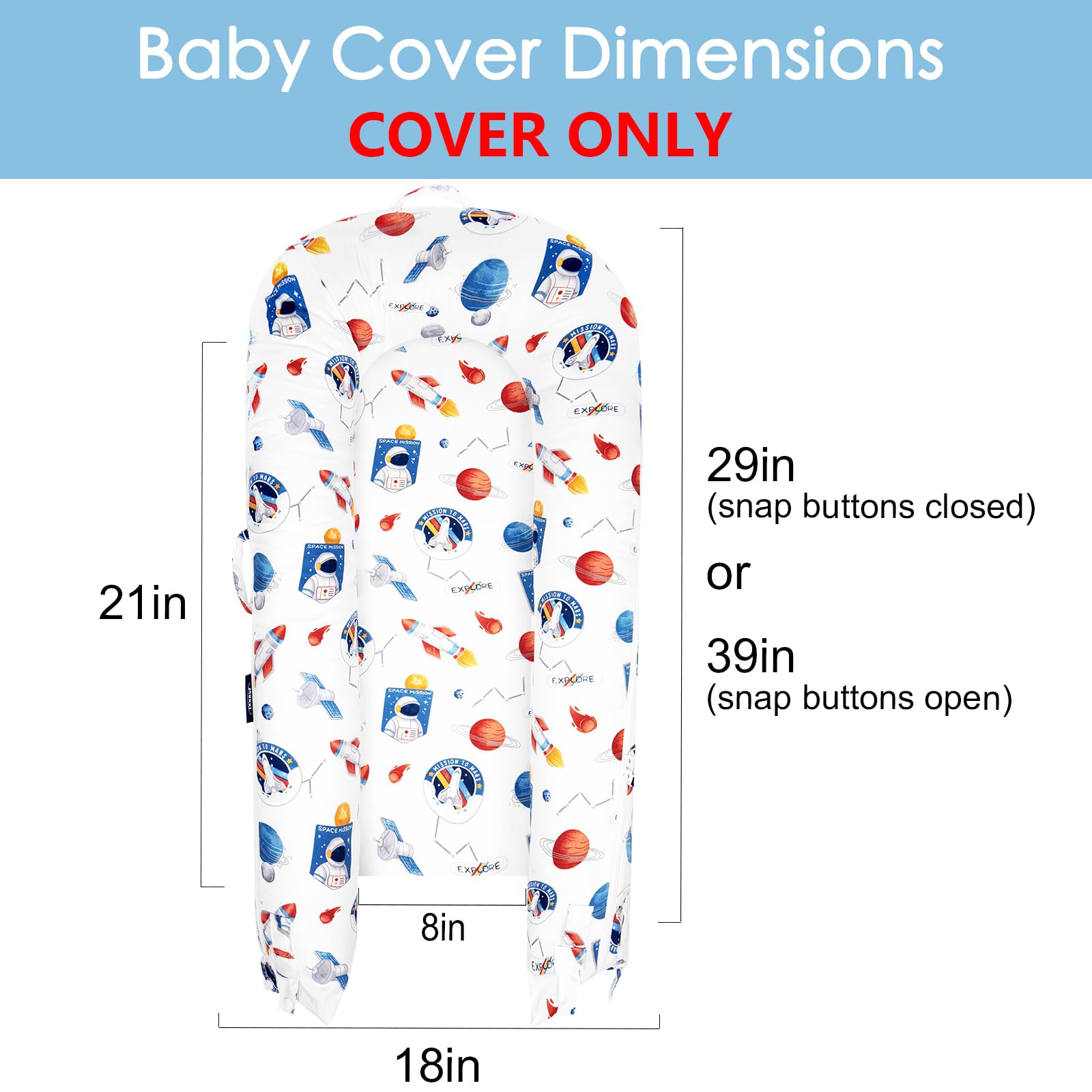 Infant Lounger Baby Nest Replacement Cover | Hypoallergenic | Premium | [Fits Dockatot Deluxe+] (Cover Only) (Driver Dinos)