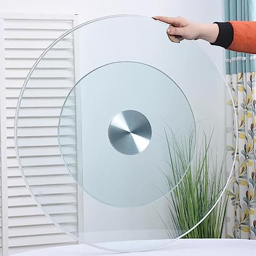 Generic Contemporary Glass Lazy Susan Turntable 60/70/80/90/100cm Transparent Dining Table Serving Tray Counter Top Turntable, Heavy Duty, Silent, Easy To Clean (Color : Clear, Size : 60 cm (24 in)