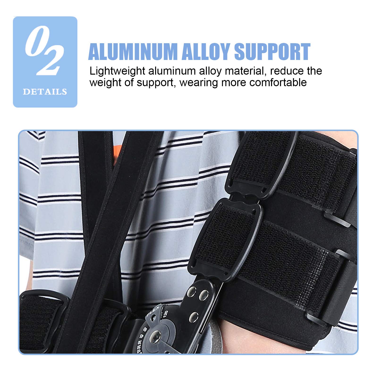 Hinged ROM Elbow Brace, Adjustable Post OP Elbow Brace Stabilizer Splint Arm Injury Recovery Support After Surgery(Right Hand)
