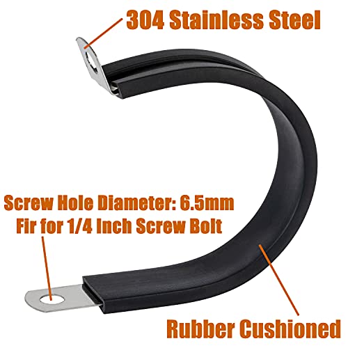 ISPINNER 36pcs 3/8 Inch Stainless Steel Cable Clamp, Rubber Cushioned Insulated Clamp, Metal Clamp, Tube Holder for Tube, Pipe or Wire Cord Installation (3/8 Inch)