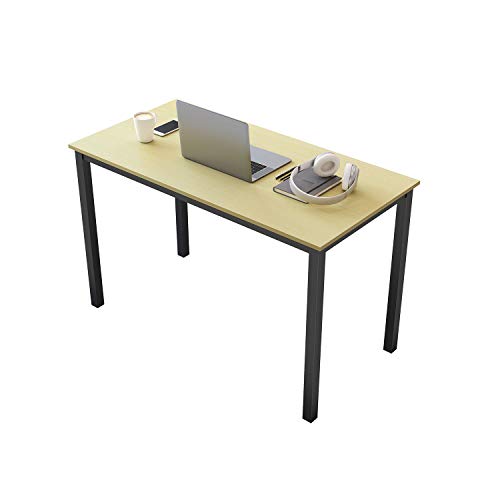FSTAR 47" Writing Desk Sturdy Home Office Desk Modern Simple Design Computer Desk Writing Table for Home Office Large Space Workstation Metal Frame (47", Oak)