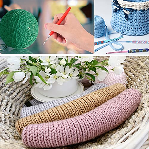 Katech 89 pcs Yarn Crochet Kit for Crochet and Knitting, Different Sizes Crochet Hooks with 16 pcs Colorful Yarn Skeins, Ergonomic Crochet Needle DIY Yarn Weaving Tool (Light Blue)