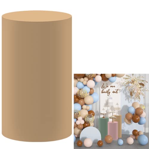 NIVIUS PHOTO Peachpuff Cylinder Cover for Baby Birthday Party Decoration Newborn Baby Shower Baptism Communion Christening Plinth Cover Pedestal Cover Solid Color Stretchy Cloth