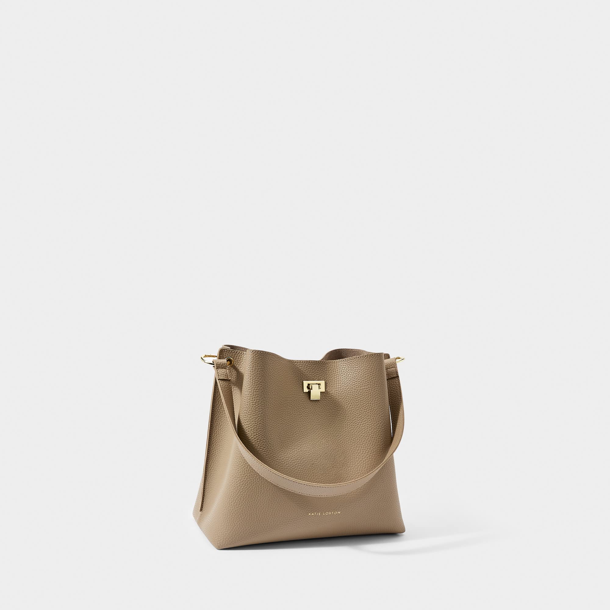 KATIE LOXTON Reese Womens Medium Vegan Leather Shoulder Handbag Purse (Taupe)