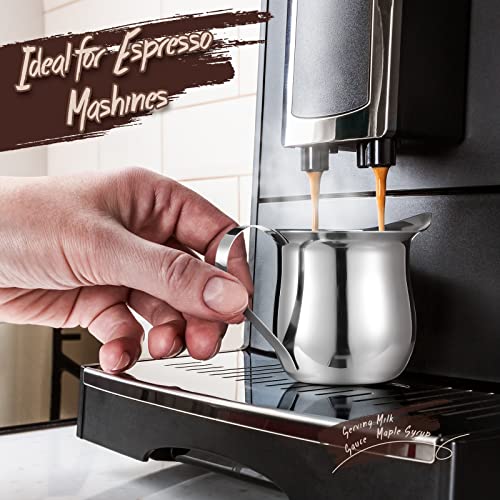 Potchen 24 Pack Stainless Steel Bell Creamers 3 Ounce Creamer Pitcher Mini Coffee Milk Pitchers with Handle and Pouring Spout Cups for Serving Espresso, Tea, Milk, Jam, Maple Syrup, Sauce