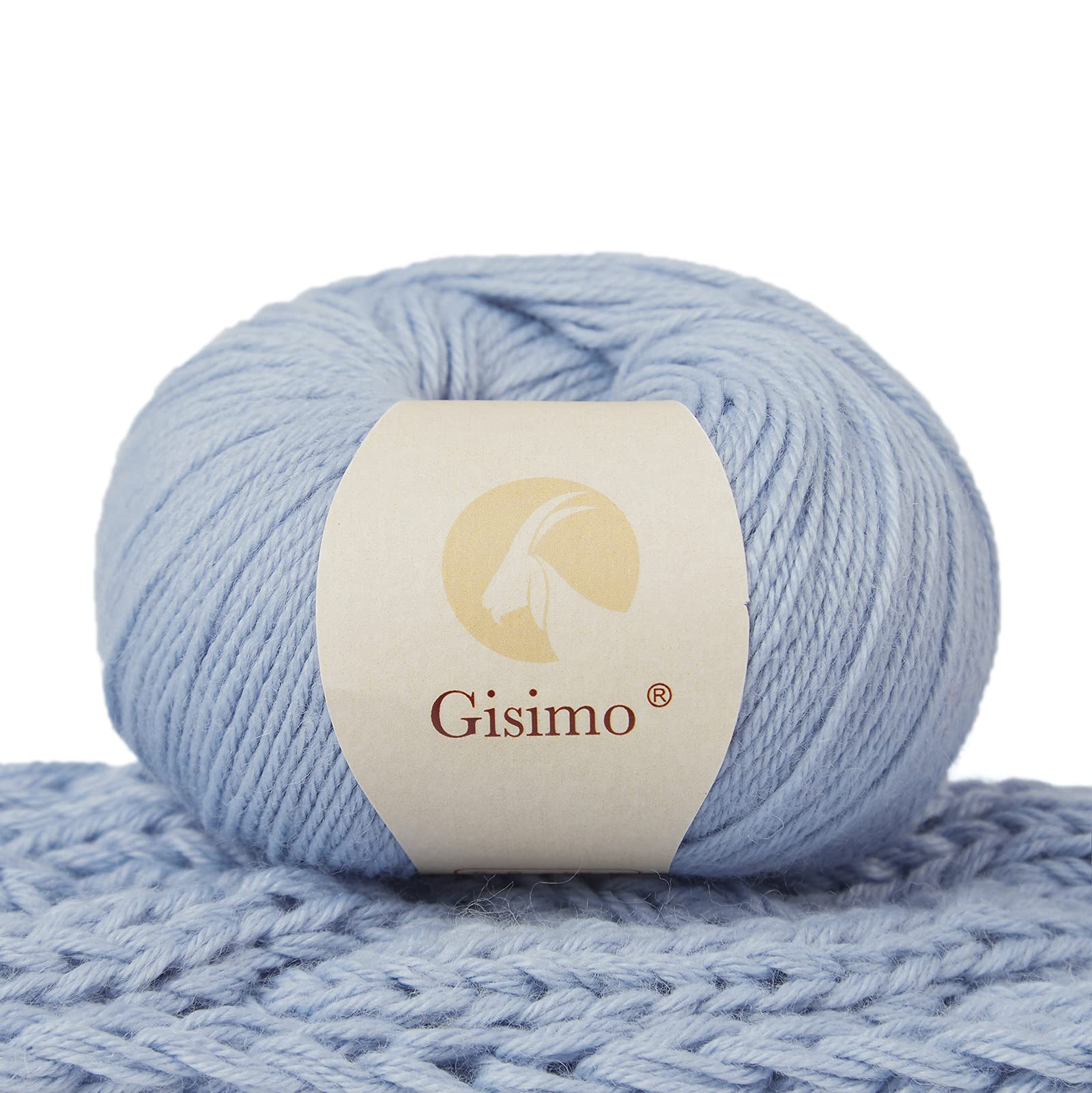 Gisimo Merino Wool Yarn for Crochet, Knitting & Crafting, 6-Ply Soft and Thick -165 Yards /1.76 OZ (Baby Blue, 1 Ball)