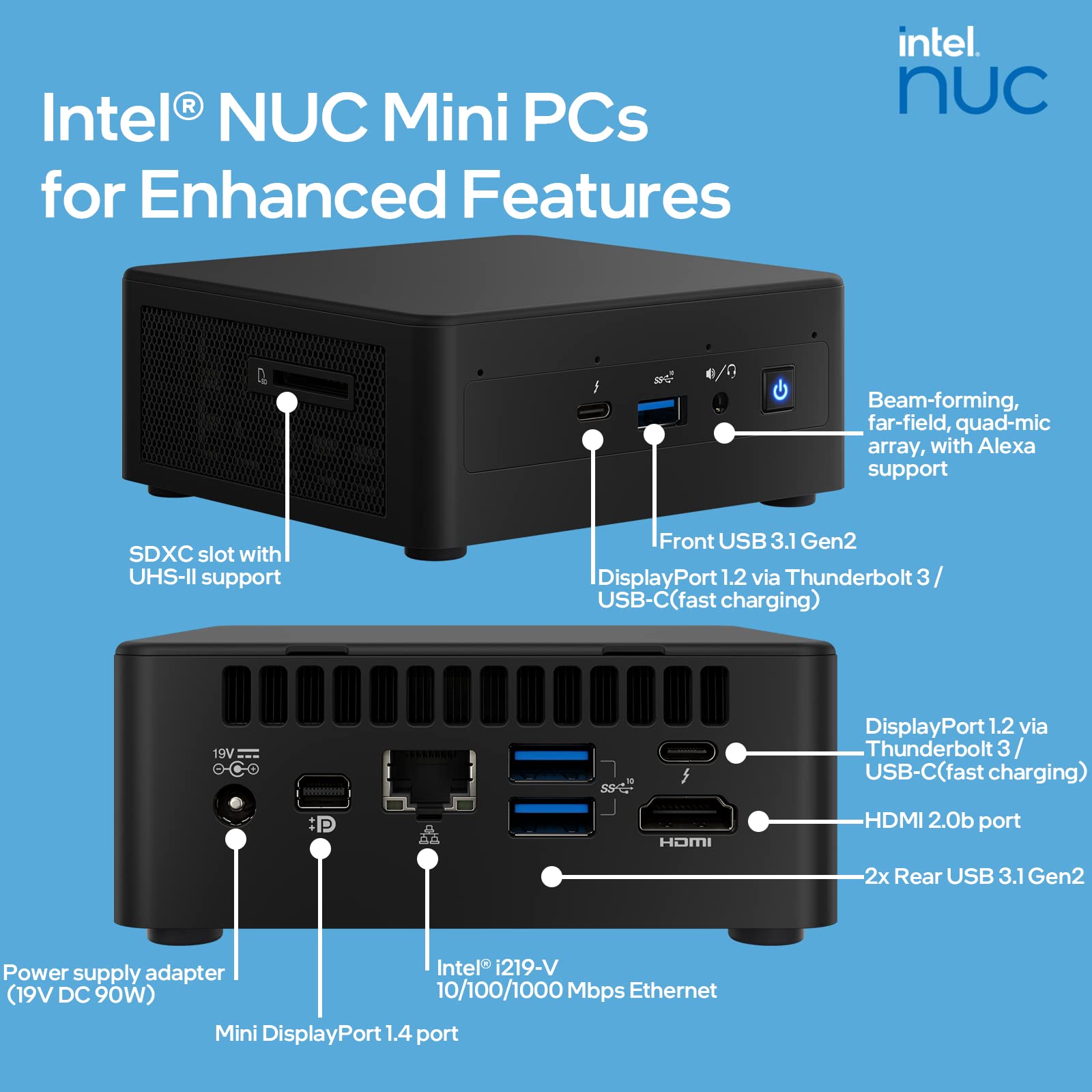 Intel NUC 11 NUC11PAHi7 Panther Canyon Mini Computer 11th Gen Core i7-1165G7, 4 Cores, 8 Threads, 12MB Smart Cache, Iris Xe Graphics, 0GB RAM, 0GB SSD, No OS, Barebone