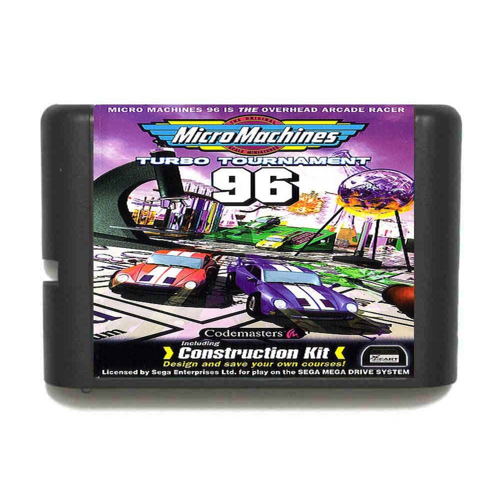 Micro Machines Turbo Tournament '96 16 Bit MD Game Card For Sega Mega Drive For Genesis (Black)