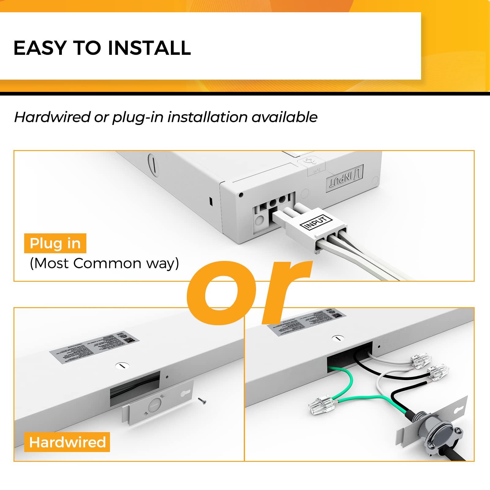 Hizashi 14Inch Under Cabinet Lights Hardwired or Plug in, 5CCT Color Selectable-2700K/3000K/3500K/4000K/5000K, 9W 650lm Dimmable Under Cabinet Lighting, CRI>90, Linkable, ETL & Energy Star
