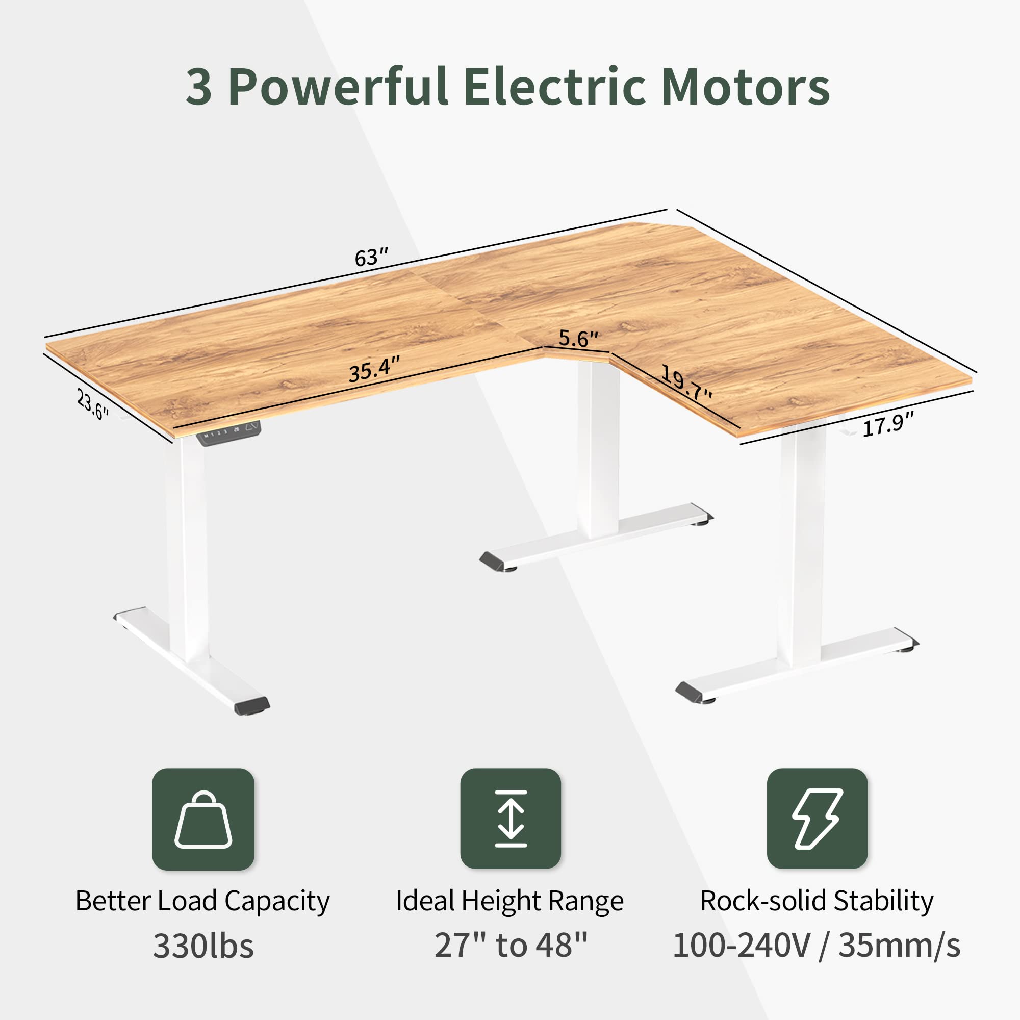 FEZIBO 63 Inch L Shaped Standing Desk & Anti Fatigue Mat