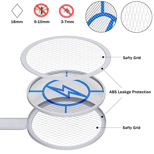 Lanpuly Electric Fly Swatter, Bug Zapper Mosquito Killer for Indoor Outdoor, 4000 Volt Electric Fly Killer Pest Insects Control Racket Zap with Base for Mosquito Gnat Fly Wasp, Safe to Touch