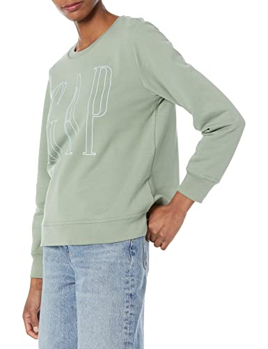 GAP womens Logo Crew Sweatshirt, Gasoline Green, X-Small US