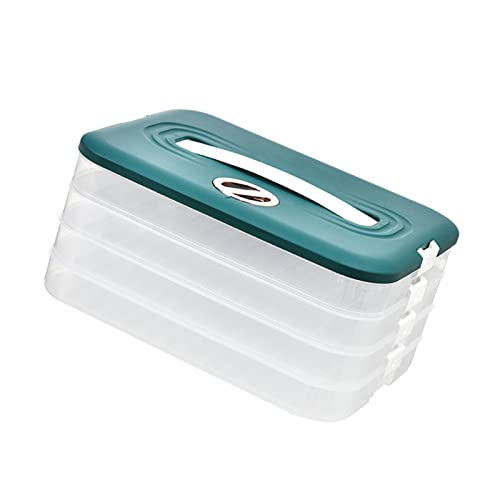 SM SunniMix Large Dumpling Storage Container 4 Layer Food Grade Food Containers Leakproof Stackable for Fish Eggs, Green