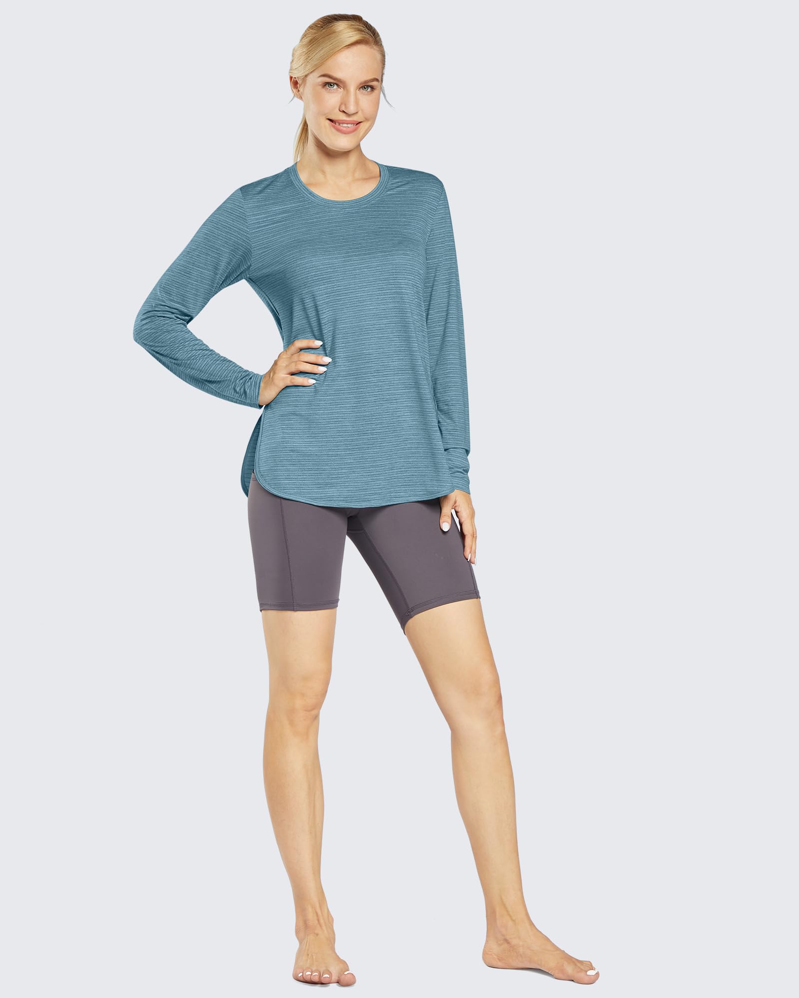 G4Free Women's Long Sleeve Shirts UPF 50+ Sun Protection SPF Quick Dry T-Shirt Hiking Shirts(Peacock Blue,L)