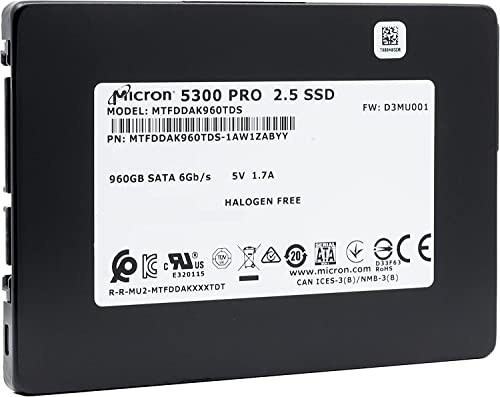 Micron SSD 960GB 5300 Pro 2.5 SATA 6 Gb/s MTFDDAK960TDS Enterprise Solid State Drive