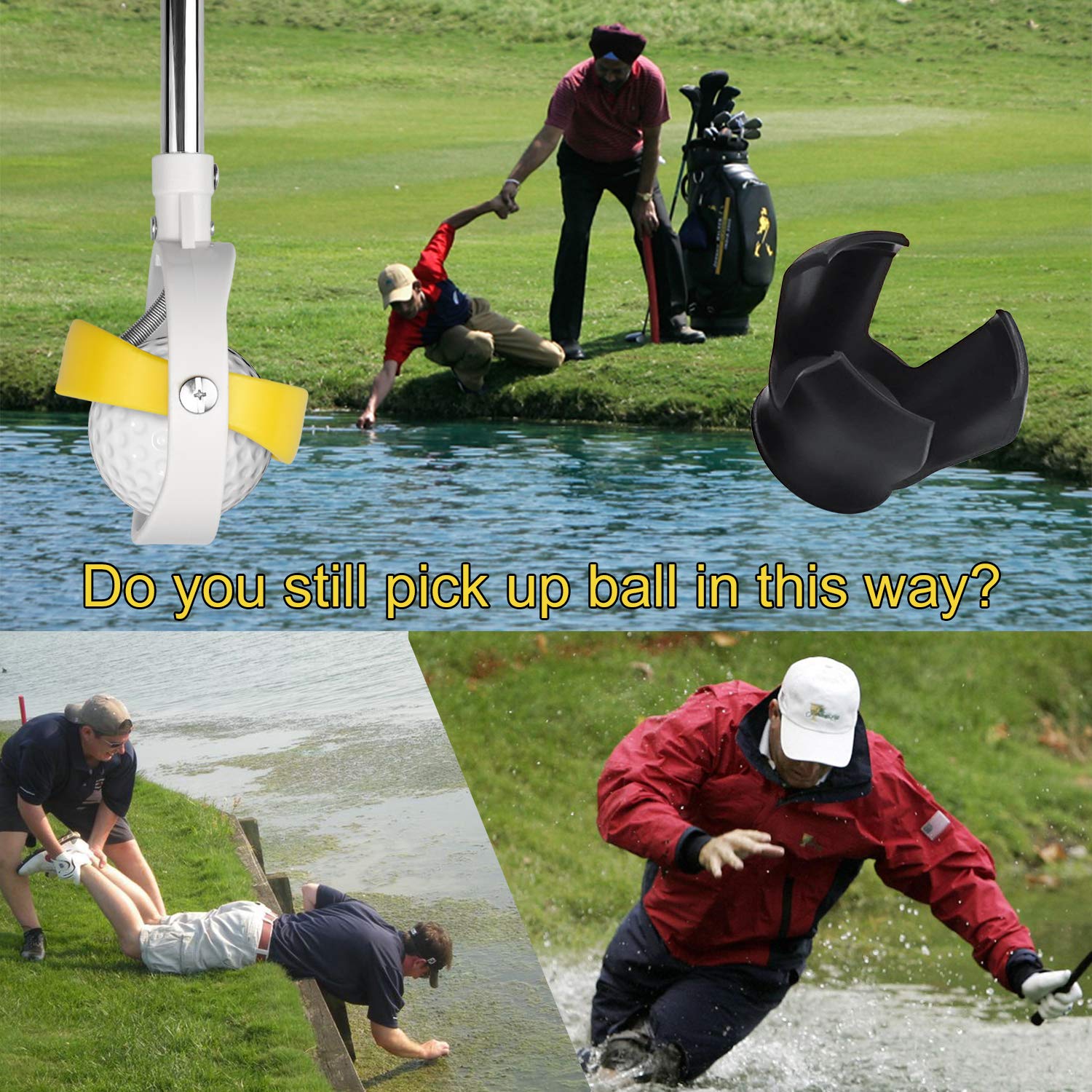 Golf Ball Retriever, Golf Ball Retriever Telescopic for Water with Spring Release-Ready Head, Ball Retriever Tool Golf with Grabber Tool, Golf Accessories Golf Gift for Men (1.3, 9ft)