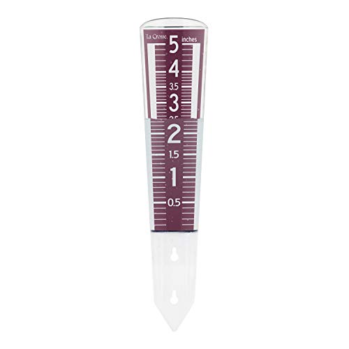 La Crosse 704-1531R-INT Large Magnifying Easy Read 5-Inch Capacity Acrylic Rain Gauge in Burgundy, Red