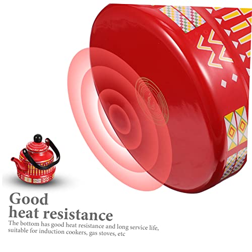 Retro Enamel Teakettle Teapot Green Tea Kettle Enamel Tea Kettle Tea Kettles Stovetop Tea Supply Stovetop Tea Kettle Red Handle Ancient Clock Handle Stovetop Kettle