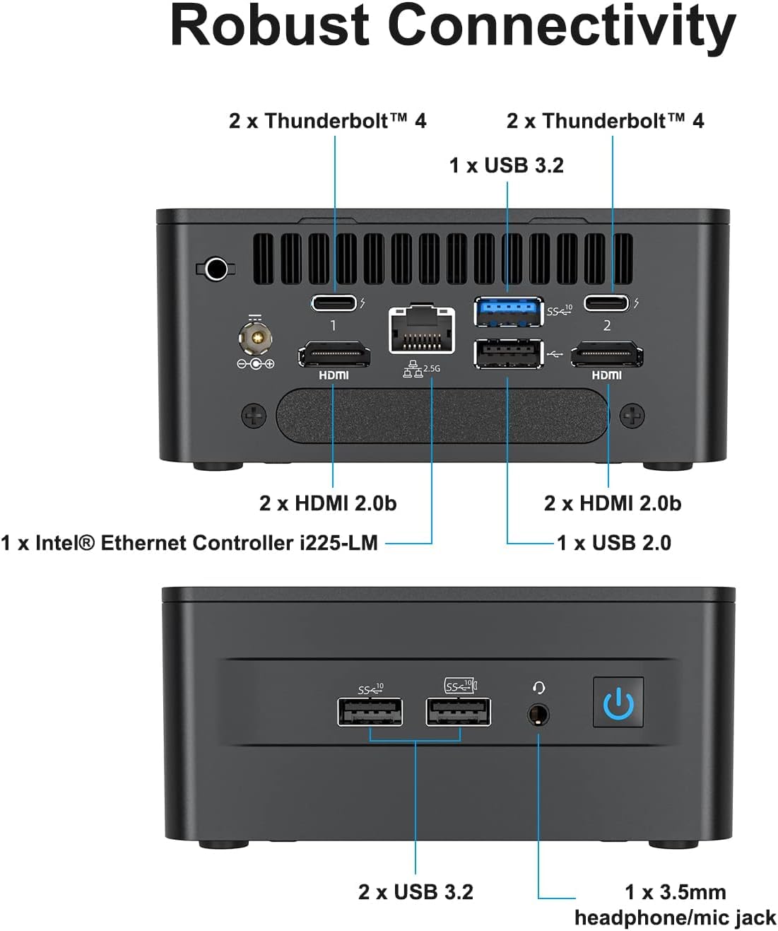Intel NUC 13 Pro Arena Canyon, Core i5-1340P CPU, 4.6 GHz Frequency, 12C 16T, Iris Xe Graphics GPU, 16GB DDR4, 1TB SSD, Windows 11 Pro, 8K 4-Screen Display, WiFi 6E, BT5.3 for Business, AI Creation