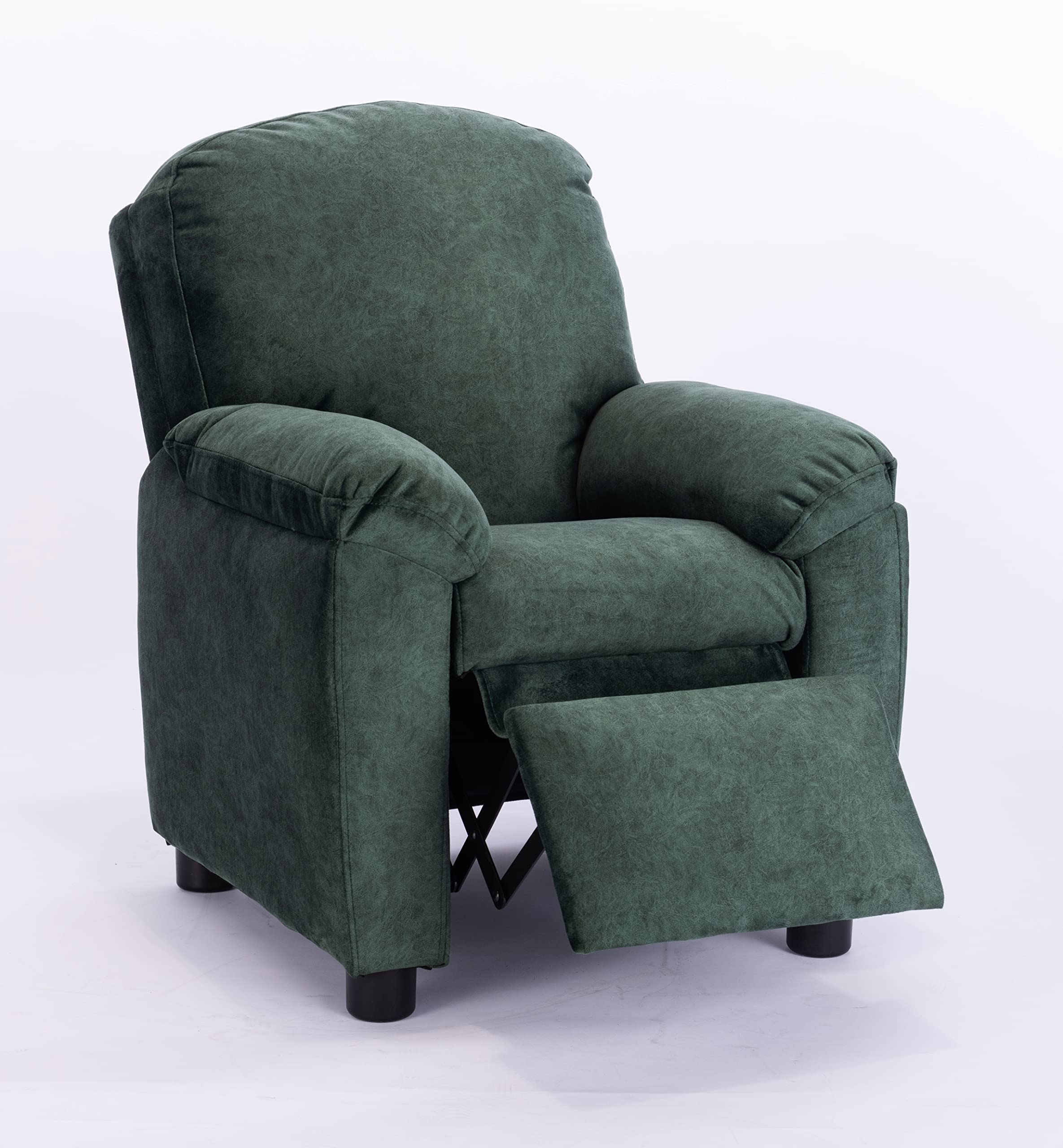 Q-Max Sofa Chair with Pillow Top Armrest and Footrest, Green Finish Children Recliner