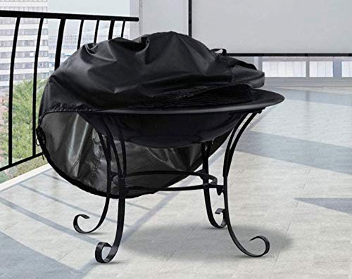KISEER Fire Pit Cover Heavy Duty Waterproof Round Fire Pit Bowl Cover with Thick PVC Coating Drawstring, 38 Inch, Black