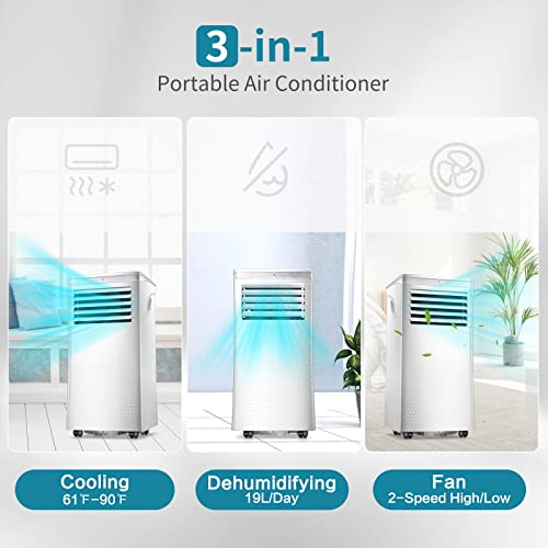 Kismile Portable Air Conditioners 8,000 BTU,Cooling, Dehumidifier & Fan 3-in-1,Air Conditioner Portable with Remote Control, Quiet AC Unit for Room/Office