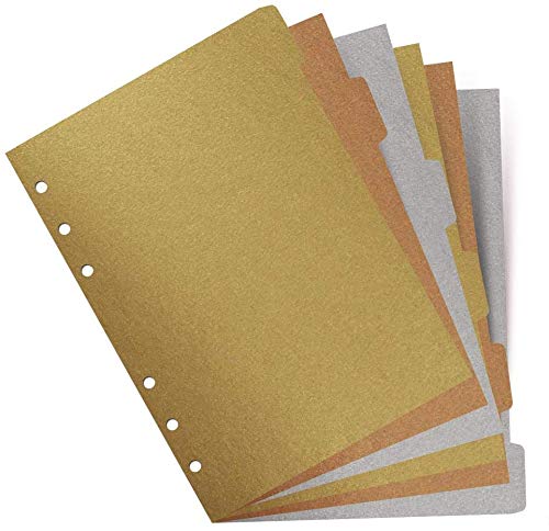 Filofax B1326196, 6-Tab Index Organizer Refill, A5 Size, Metallic Colors, Blank