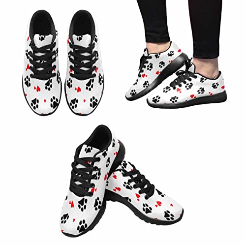 InterestPrint Cat Dog Paw On White Womens Running Shoes Lightweight Breathable Athletic Tennis Sneakers