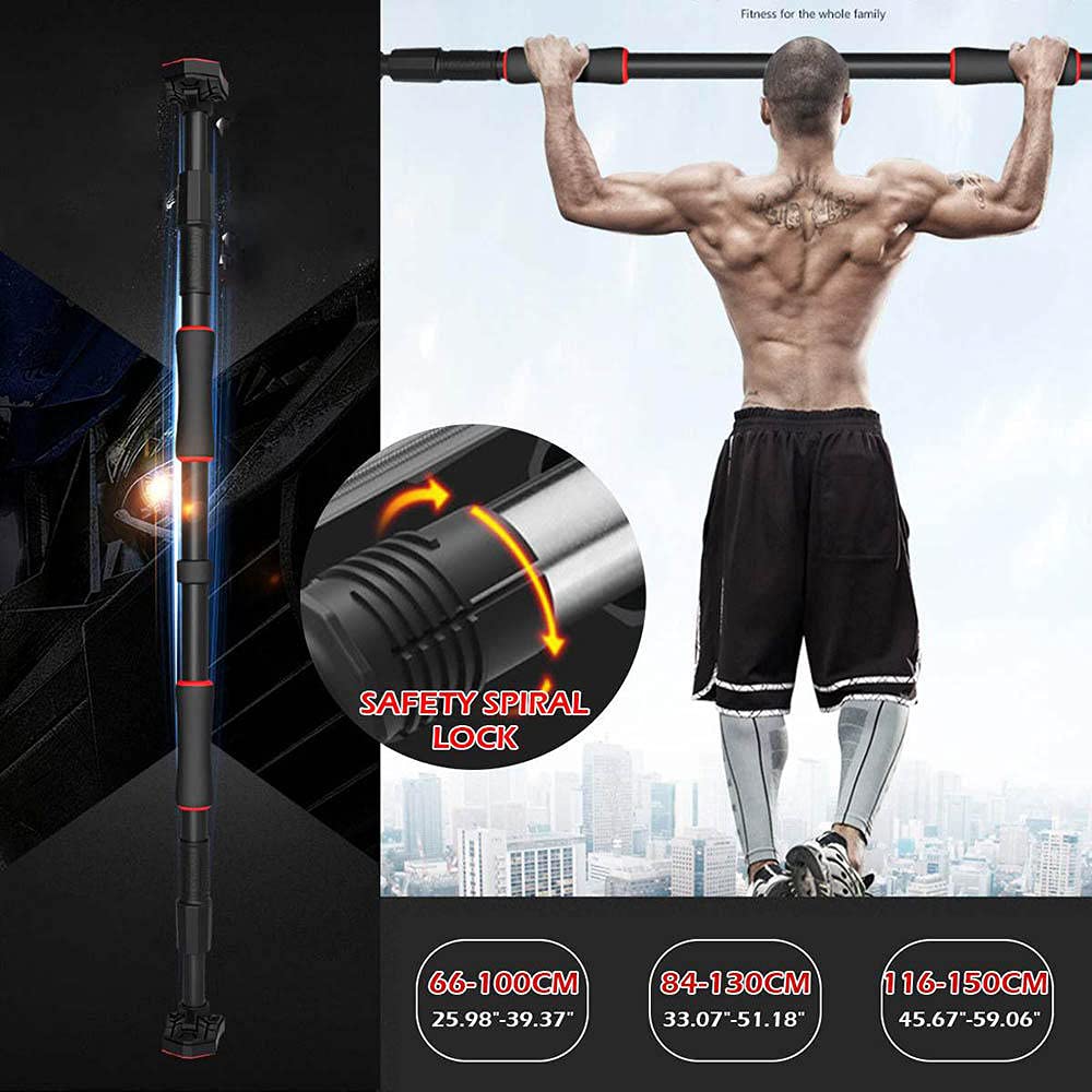 KDFJ Pull Up Bar, Chin up Bar No Screw Installation with Adjustable Width Locking, Upper Body Workout Bar for Home Gym Exercise Fitness-A-84-130