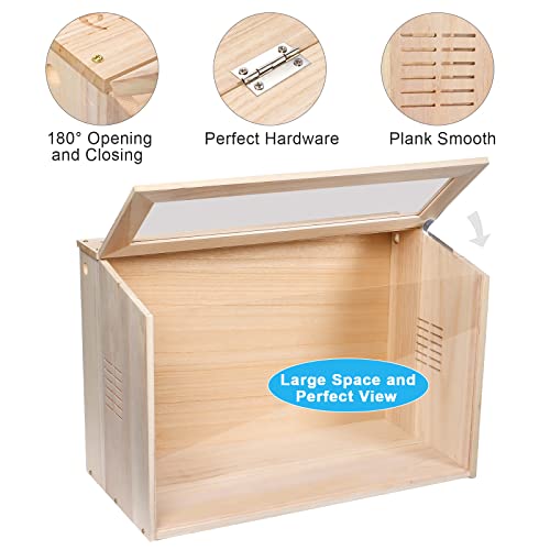 PStarDMoon Hamster Wooden Cage, Upper Door Design, Acrylic Transparent and Visible Hamster Cage Suitable for Small Hamster Syrian Dwarf Hamsters Degus Mice or Other Similar(23.6''X11.8''X15.7''