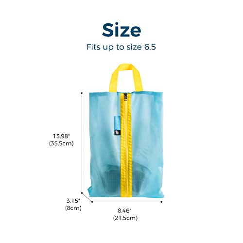 pack all Water Resistant Kids Shoe Bag for Travel, Storage Organizer Shoe Pouch with Zipper, Cute for Girls, Boys,Toddlers(Blue)