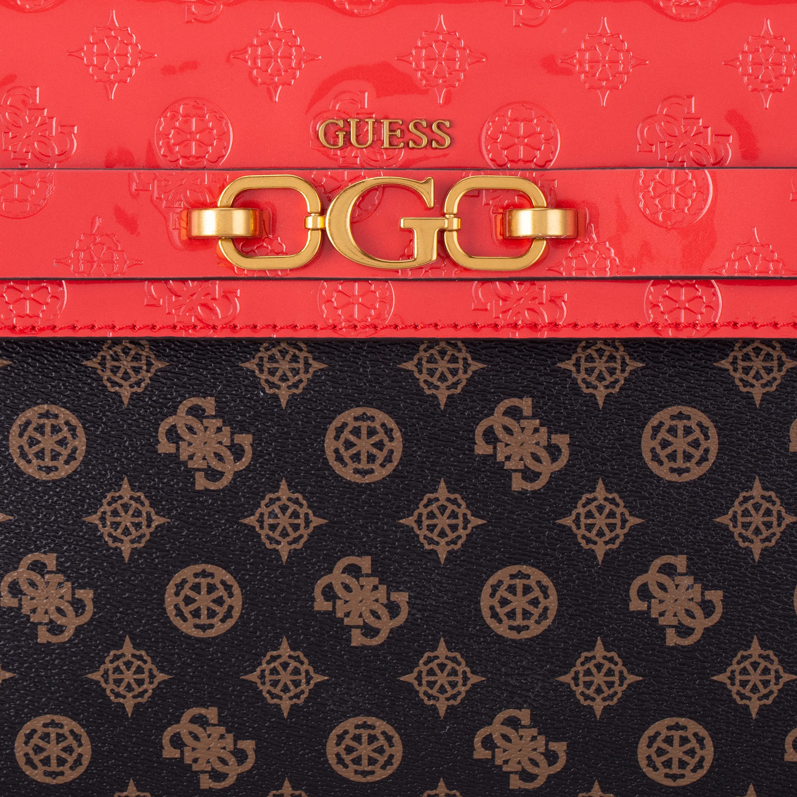 GUESS Zira High Society Satchel, Mocha Logo/Poppy