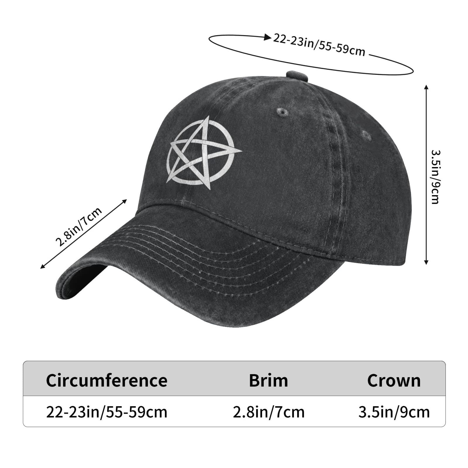 Goth Pentacle Wreath Wicca Witch Pagan Teen Denim Cowboy Hat Baseball Cap Sun Hats Black Trucker Hats
