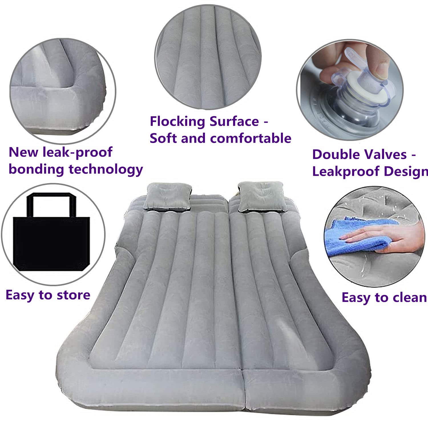 goldhik SUV Car Inflatable Air Mattress Camping Bed with Electric Air Pump, 2 Pillows, Portable Sleeping Pad for Home, Outdoor and Travelā¦