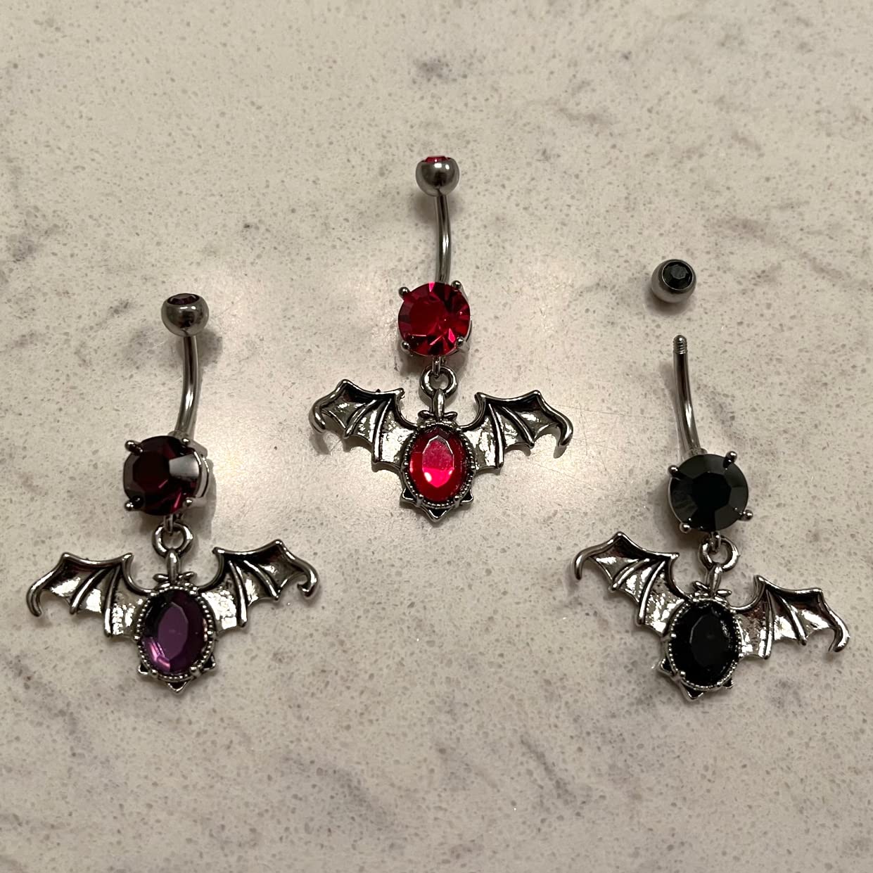 Gothic Style Vampire Bat 14G Belly Button Ring Surgical Steel Dangle Navel Piercing Body Jewelry (Black)