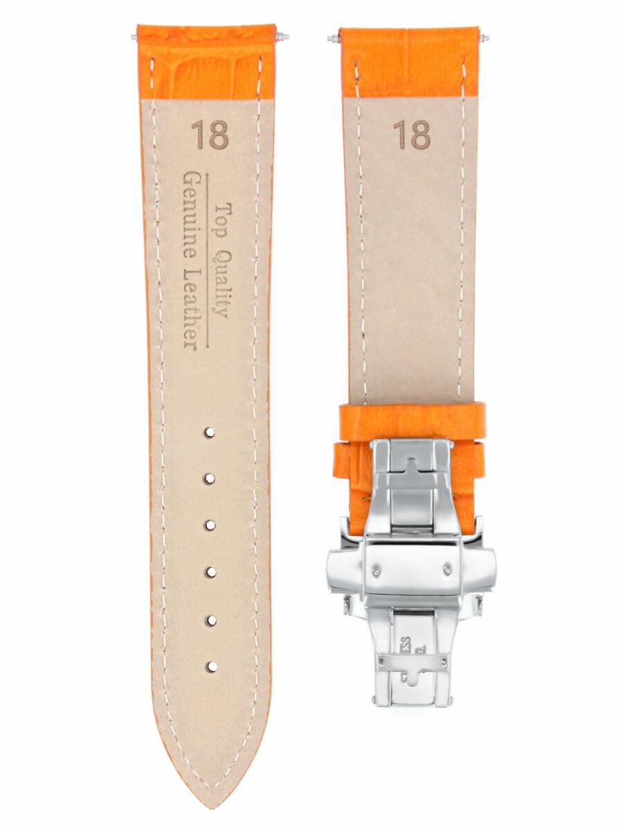 Ewatchparts 18MM LEATHER WATCH BAND STRAP COMPATIBLE WITH IWC PILOT TOP GUN WATCH CLASP BUCKLE ORANGE WS