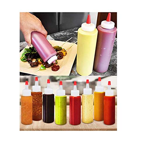 HLLMX 4 PCS Plastic Squeeze Condiment Bottles Perfect for Ketchup, Sauces, Syrup, Condiments, Dressings, Arts and Crafts 4 Oz
