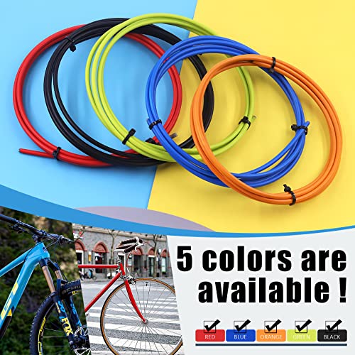 Glarks 5Pack Blue Bicycle Shifter Cable Housing Kit with Aluminum End Caps S Hook Crimps for Mountain Road MTB Bike Replacement