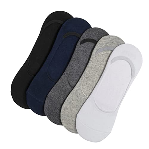 GPPZM 5 Pairs Men's Socks Summer Cotton Large Size Boat Socks Solid Color Invisible Silicone (Color : D, Size : Plus Size)