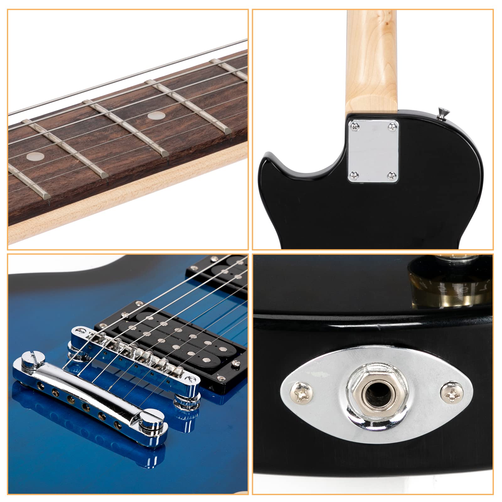 GLARRY 39" GLP Electric Guitar Solid Body Full Size Kit for Beginner, Humbucker Pickups, 3-Ways Switch with Bag, Strap, Cable, Plectrum, Pick (Dark Blue)