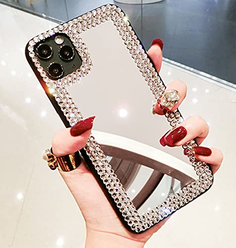 Poowear for iPhone 13 Case 3D Glitter Sparkle Bling Mirror Case Luxury Shiny Crystal Rhinestone Diamond Bumper Clear Protective Case Cover for Women for iPhone 13 6.1"
