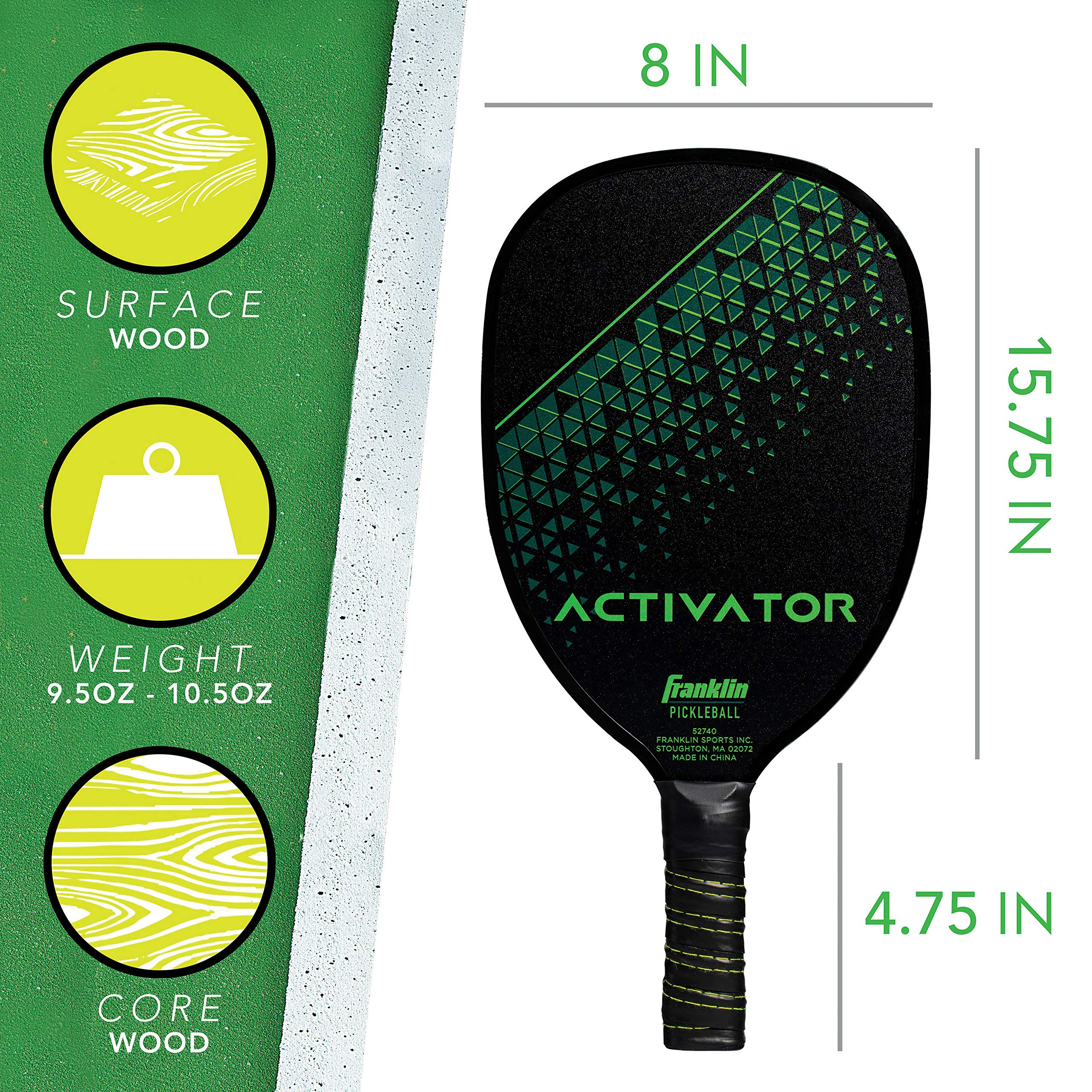 Franklin Sports Pickleball Paddle - Activator Wooden Core Pickleball Paddles - USA Pickleball (USAPA) Approved - 13mm Thick Core